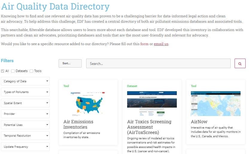 New Air Quality Data Directory connects advocates with crucial data to ...