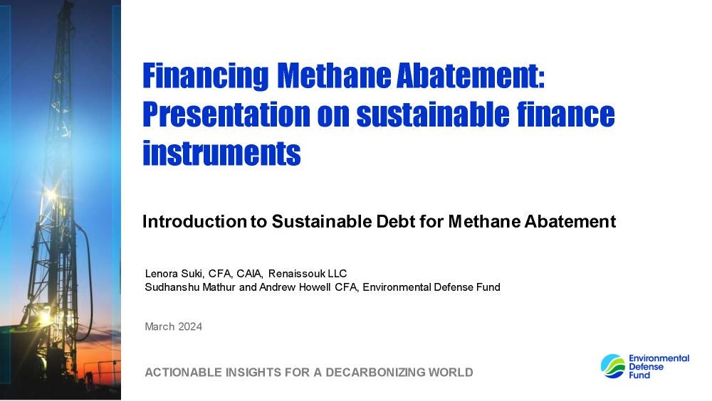 Financing Methane Abatement: An introduction to sustainable finance ...